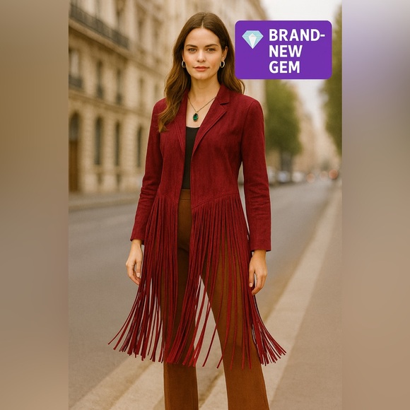 Jackets & Coats | Elegant Red Fringe Womens Jacket | Poshmark